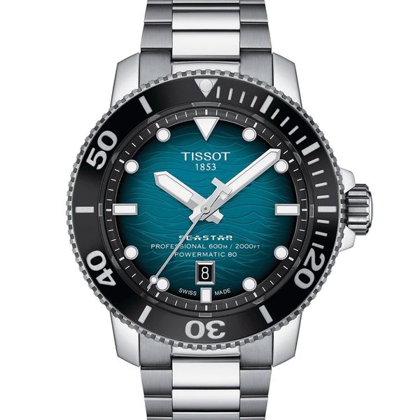 NEW TISSOT T1206071104100 SEASTAR 2000 46MM AQUA BLUE DIAL T120.607.11 ...