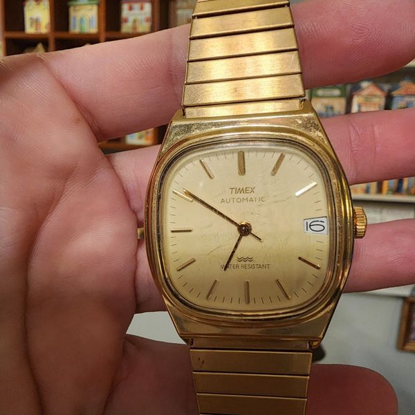 Vintage Timex Men's Gold Tone Water Resistant Automatic Watch w/ Date ...