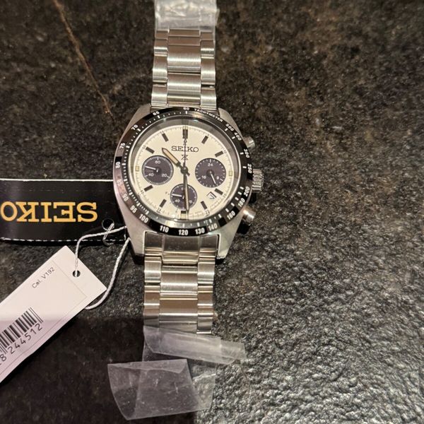 New Seiko Prospex Speedtimer White Dial Stainless Steel Bracelet Watch ...