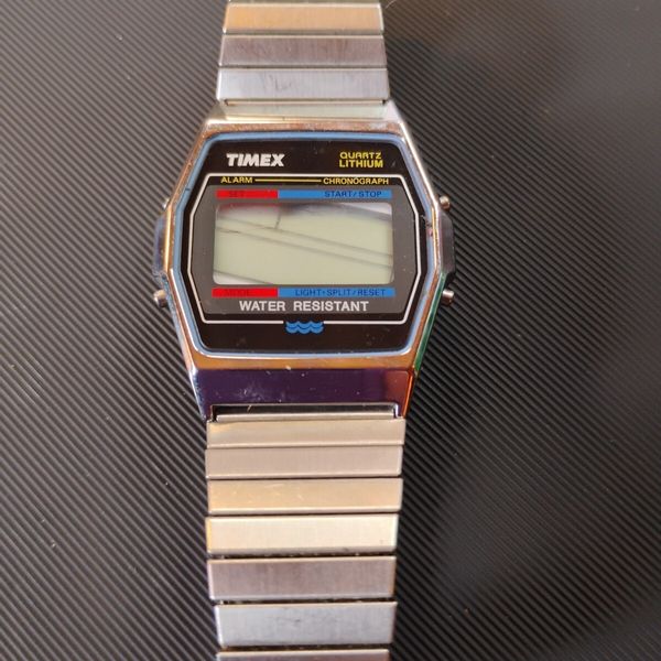 Vintage TIMEX T95 Quartz Lithium Alarm Chronograph 34mm Watch ...