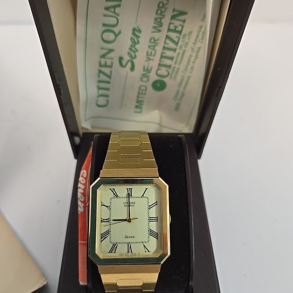 Vintage Citizen Seven Tank Watch Men 27mm Gold Tone Octagon ...