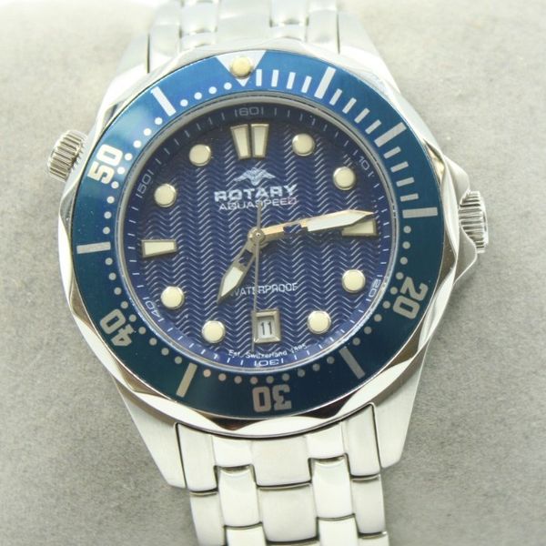 ROTARY Aquaspeed Blue Dial Stainless Steel Date Quartz Wristwatch - B93 ...