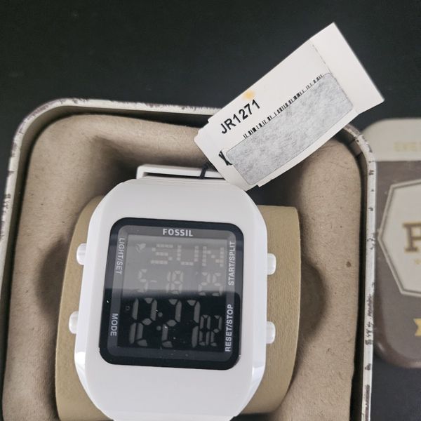 Fossil JR1271 Men's Rare White Strap Digital Watch NEW IN BOX ...