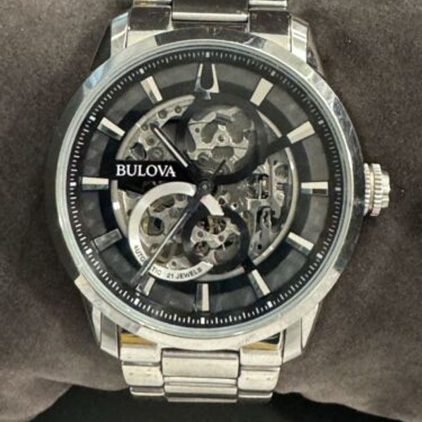 Bulova Sutton 96A208 Skeletonized Automatic Wrist Watch Mens -Excellent ...