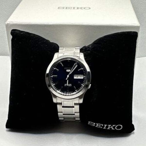 Seiko 5 SNKL23 Men Silver Stainless Steel Analog Black Dial Automatic ...