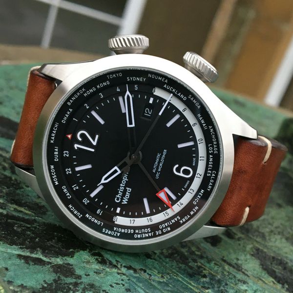 Christopher Ward C8 UTC Worldtimer Automatic Pilots Wrist Watch 44mm ...