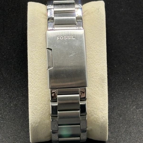 Fossil Men's Silver Tone Calendar Watch Black Dial AM-4173 Classic No ...