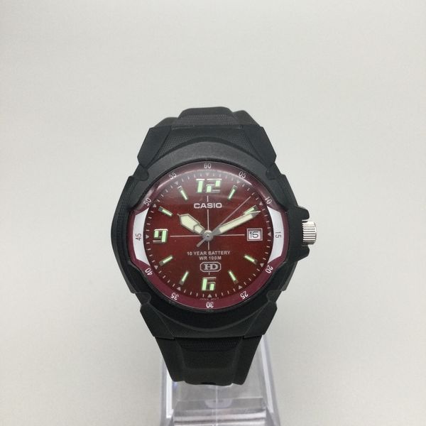 Casio HD Watch Men 41mm Black 2719 MW-600 Red Dial 37mm 100M Date ...
