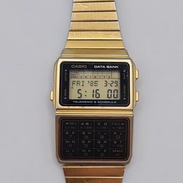 Vintage 1985 Casio DBC-610 Gold DATA BANK Calculator Japan Watch ...