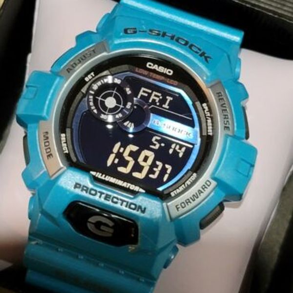 Casio G-Shock 3422 - Metallic Baby BLUE - G-LIDE GLS8900 Low TEMP LCD ...