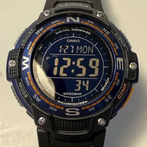 EXCELLENT Casio SGW-100-2B Twin Sensor Watch, Negative Display, Box ...