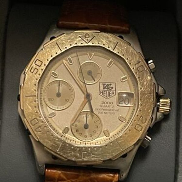 TAG HEUER 3000 CHRONOGRAPH 1988 - BI COLOUR VINTAGE TIME PIECE READ ...
