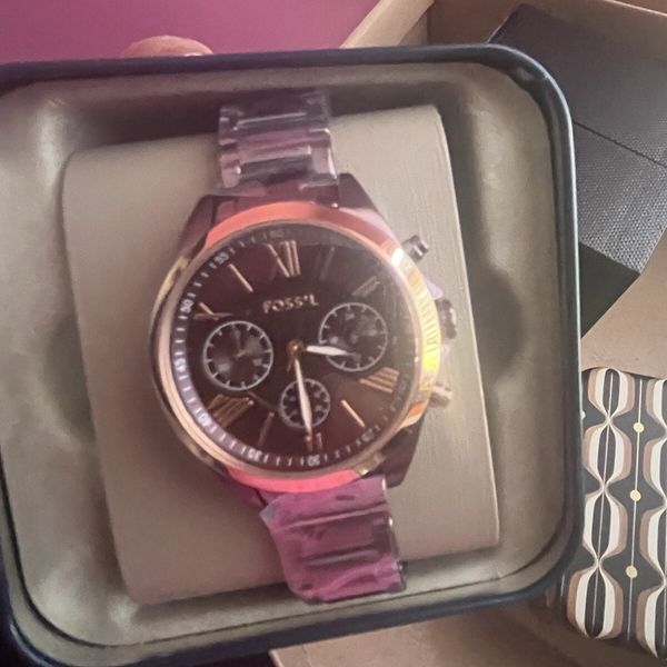 Modern Courier Midsize Chronograph Wine Stainless Steel Watch Fossil ...
