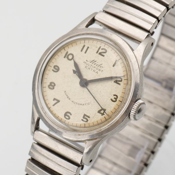 Antique WWII Military MIDO Multifort Extra Super Automatic Wristwatch ...