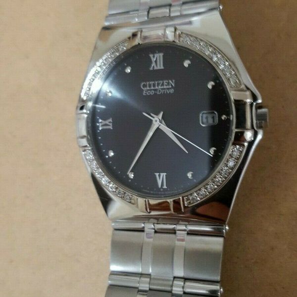 Citizen E110-S001421 Eco Drive S. Steel Solar Power Diamond Bezel Watch ...