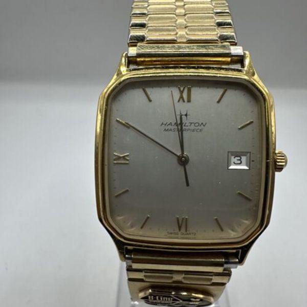 Hamilton Masterpiece Watch 32mm Champagne Dial Gold Tone Day Date New ...