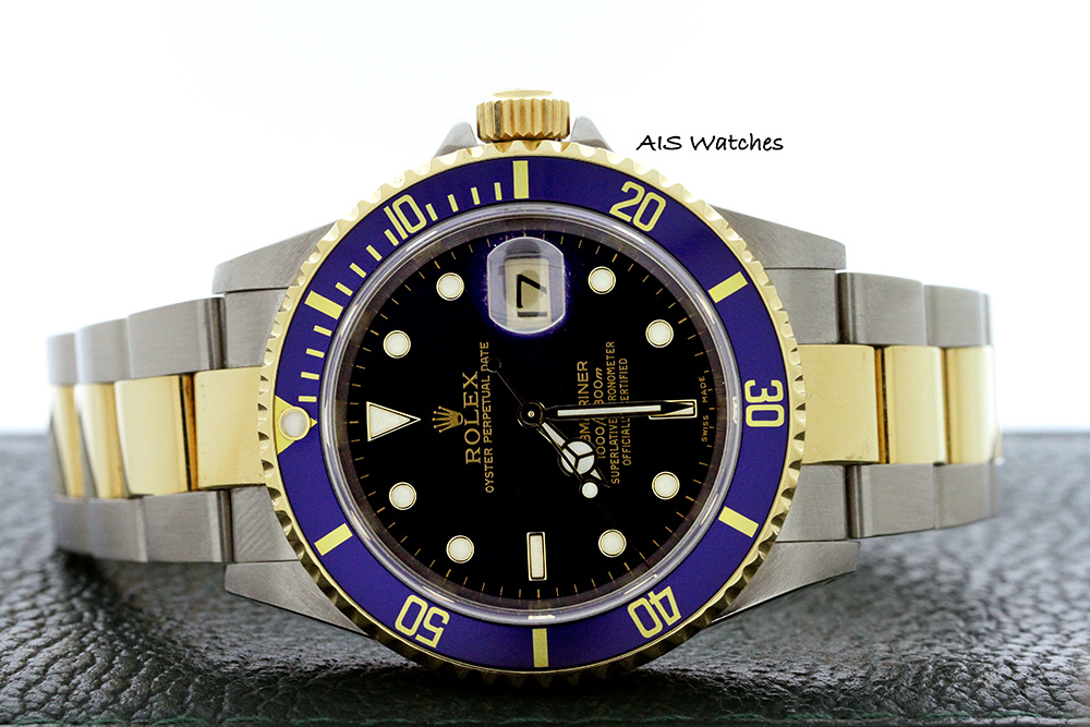 FSOT: Rolex 16613 A Serial Submariner 18K/SS Blue Dial Box & Papers ...