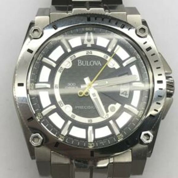 Men’s Bulova Precisionist Wrist Watch. Black Dial. St. Steel. C860942 ...