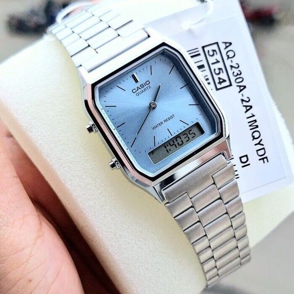 Casio AQ-230A-2A1 Vintage Trending Color Ice Blue Analog Digital Unisex ...