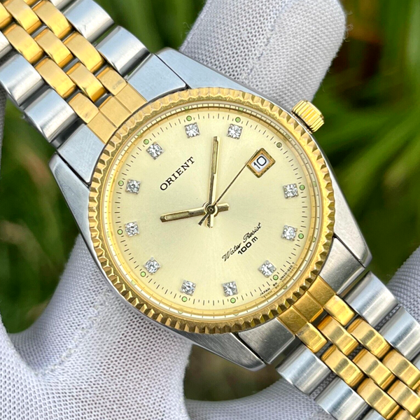 Rare!! Vintage Orient Fluted Bezel Diamond Dial 100 M Japan Quartz ...