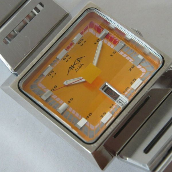 SEIKO ALBA AKA V733-5A40 ORANGE SQUARE WATCH | WatchCharts Marketplace