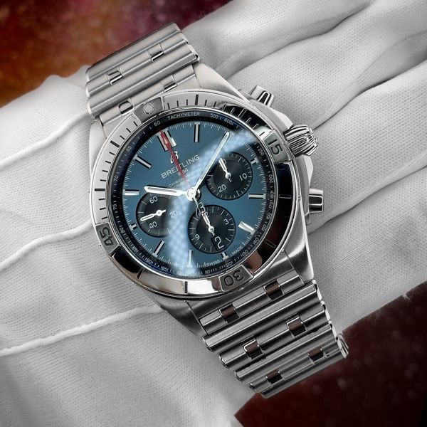 Breitling Chronomat B01 42 Blue Dial AB0134101C1A1 Full Set Box ...