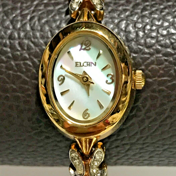Vintage Elgin Quartz Genuine Ruby & Crystals Japan Ladies Dress Watch ...