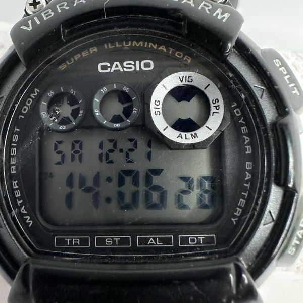 Casio SUPER ILLUMINATOR 3416 W-735H Vibration Alarm Watch Black ...