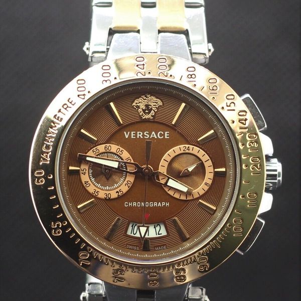 Luxury Versace Chronograph Brown Dial With Date Quartz Men's Watch All ...