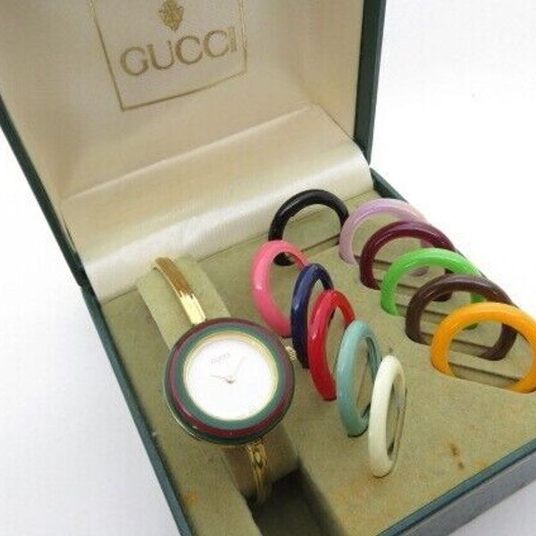 Gucci Change Bezel White Dial 12 colors Women's Watch Gold Working ...