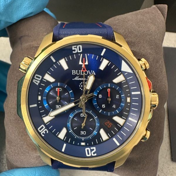 Bulova Marine Star Chronograph Blue Dial Men's Watch 97B168 NEW ...