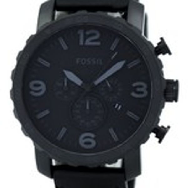 FS: Fossil Nate Chronograph Black Ion-plated Leather JR1354 Men's Watch ...