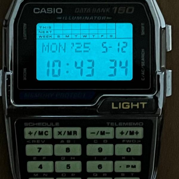 CASIO DATABANK DBC-1500 Silver Calculator Watch Light Sound Tested ...