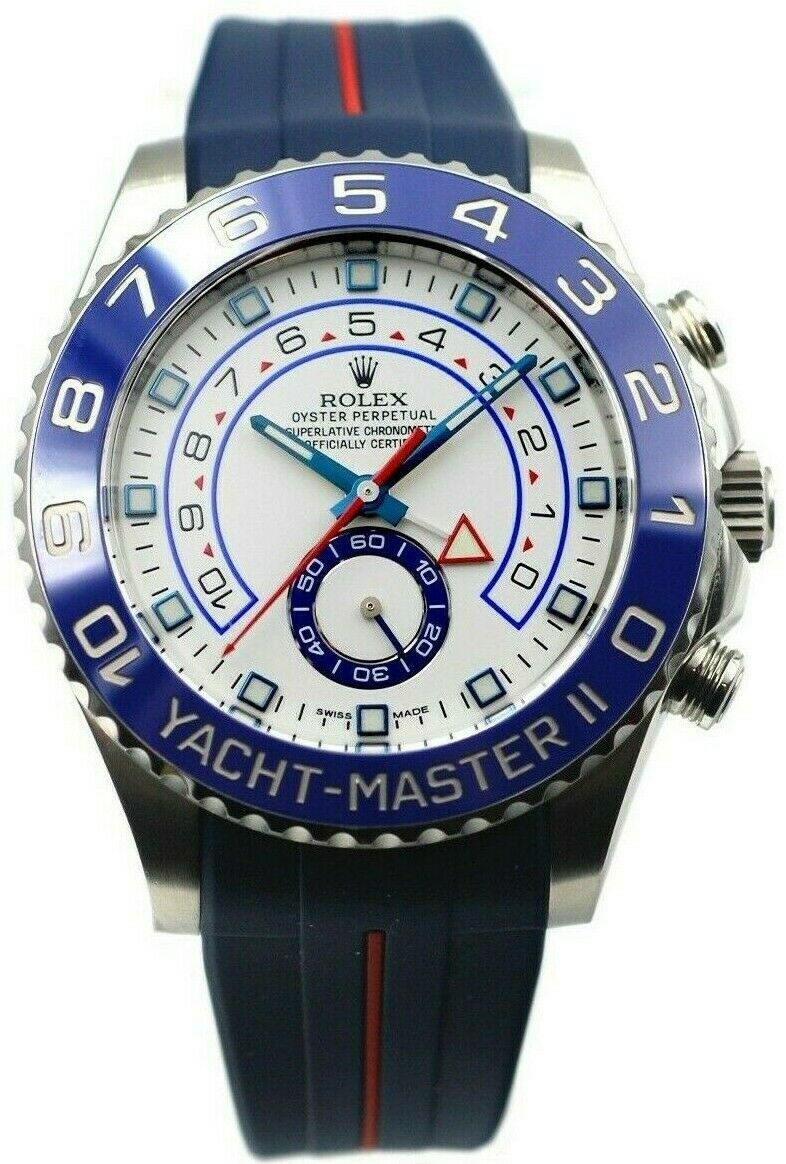 Rolex 116680 Model, Yachtmaster II White Face Blue Bezel Blue Rubber B ...