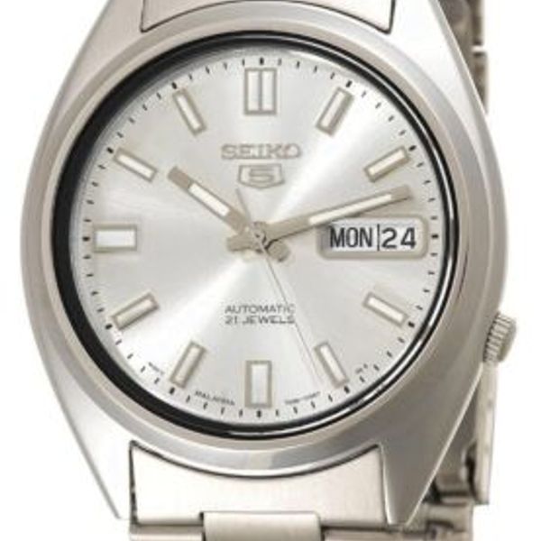 Seiko 5 Automatic Silver Dial Stainless Steel Men's Watch SNXS73 ...