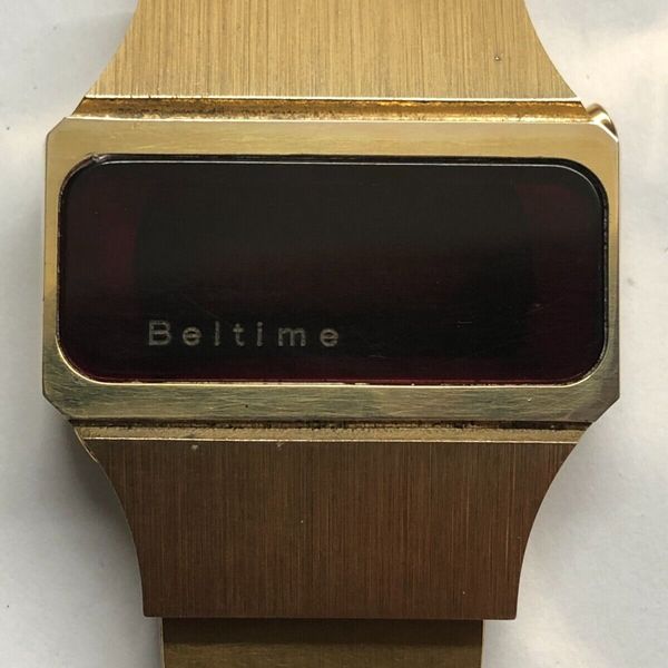 Beltime Rare Vintage Quartz LED Gold Plated Stainless Steel Watch, Not ...