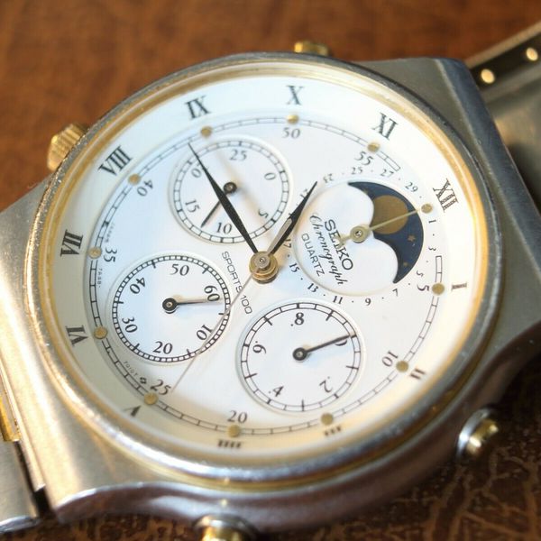 1985 Vintage SEIKO Quartz Moon Phase, Date, Chronograph 7A48-7009 Sports 100 | WatchCharts ...