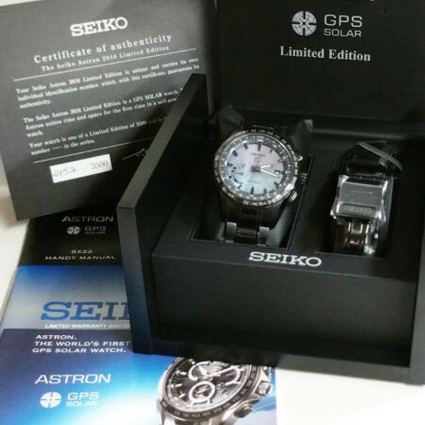 Rare Seiko Astron World Time GPS Solar SSE091 Limited Edition MOP Box ...