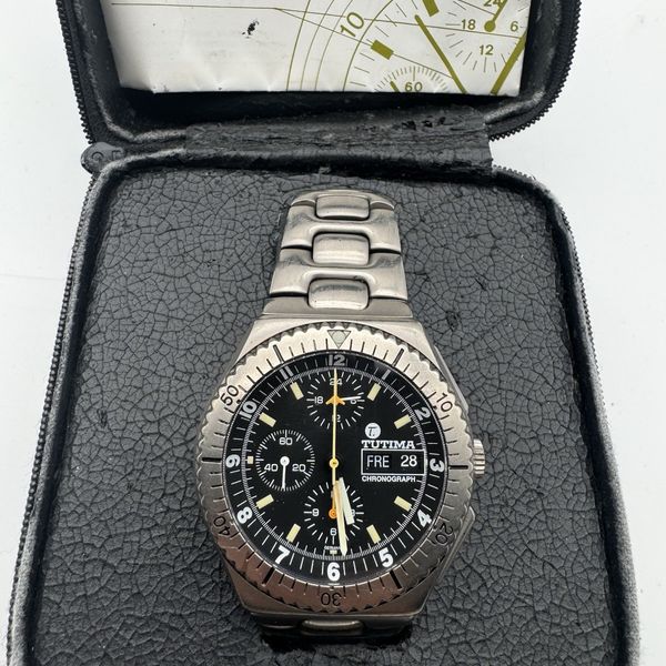 Tutima Military Chronograph 750-02 Watch Watch Luftwaffe Titanium Box ...