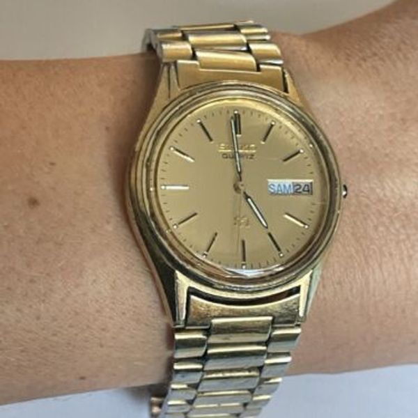 Vintage Rare 1980s Seiko SQ 8C23-6000 A1 Day Date Quartz Gold tone Watch 731 | WatchCharts ...