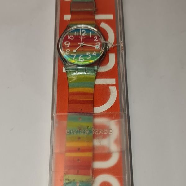 Vintage SWATCH Watch GS124 COLOR THE SKY Rainbow with Original Box ...