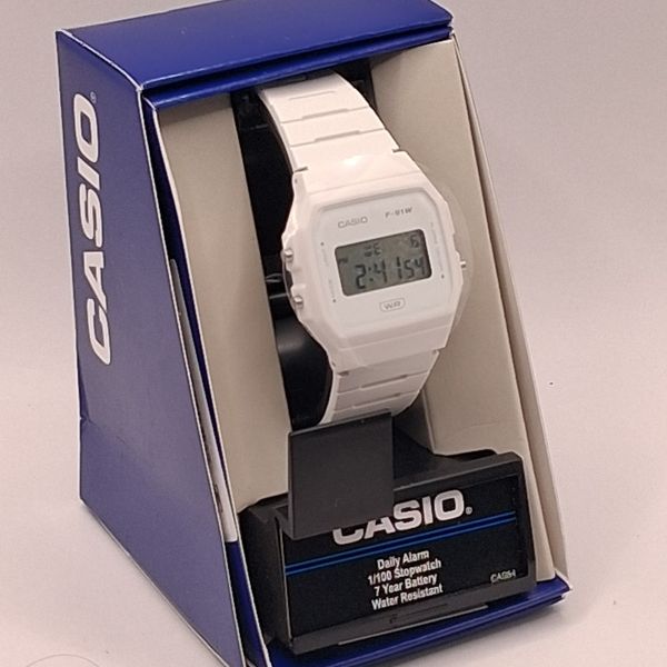 Casio Digital Pop Series Bio-Based White Resin Band Watch F91WB-7A F ...
