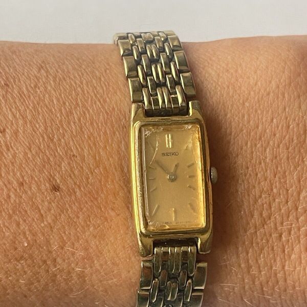 SEIKO Watch Rare Vintage Women's Small Gold Tone Tank 2E20-7023 RO Working | WatchCharts Marketplace