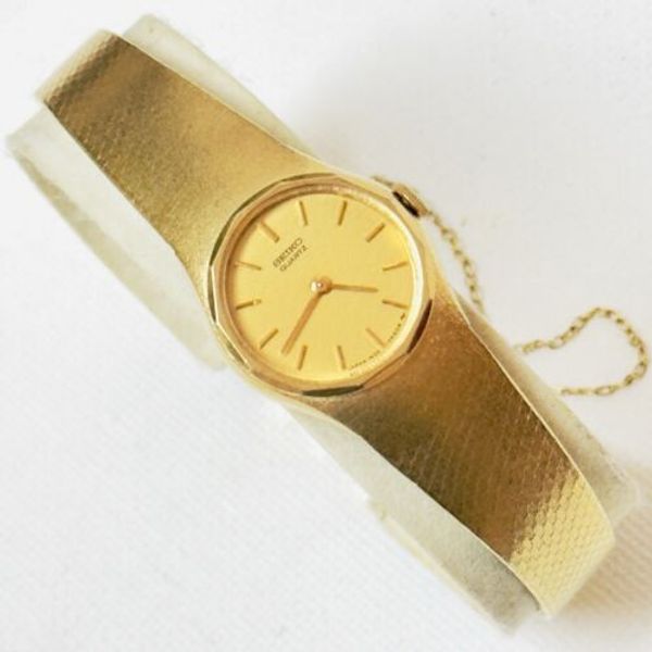 Vintage Seiko Small Face Women's Gold Snake Band 6.75" MAX Dress Watch ...