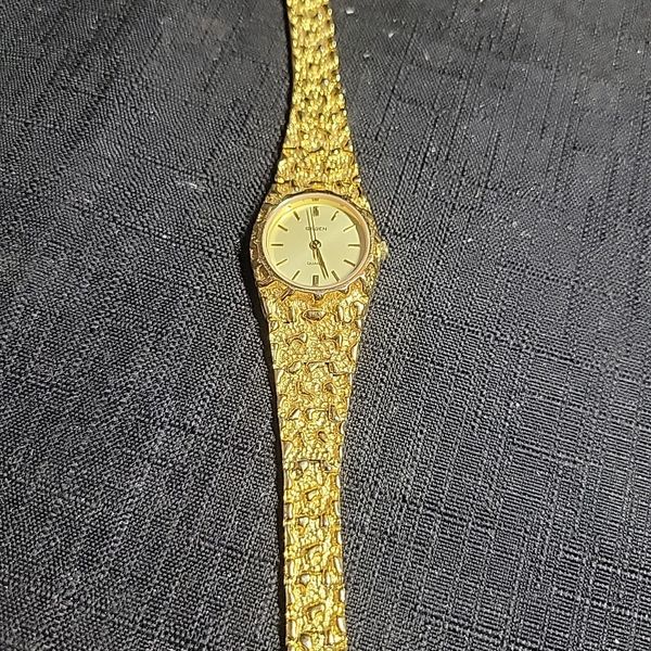 Vintage Gruen Gold Nugget Texture Ladies Watch Untested 259-2035 ...