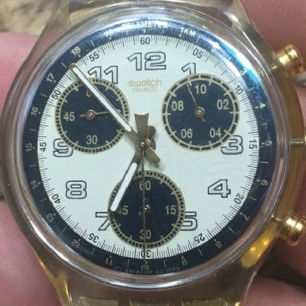 Vintage Swatch 604 AG 1995 Chronograph Telemeter Watch New Battery ...