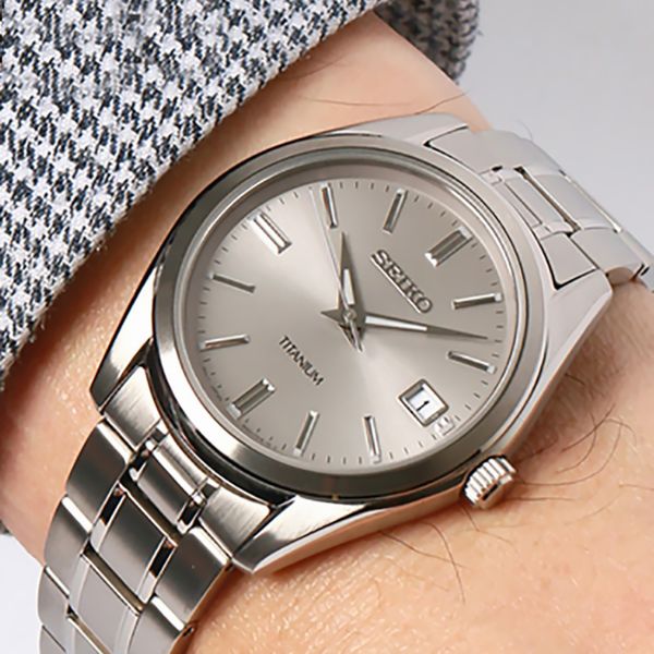 Seiko Silver/Grey Dial Titanium Bracelet Menâ s Watch SUR369P1 ...