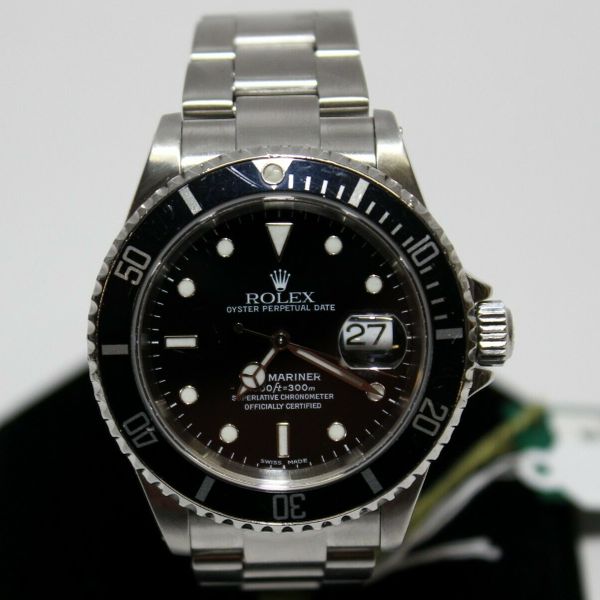 2002 Men's Rolex Submariner 16610 Stainless Date Black Dial Wristwatch ...