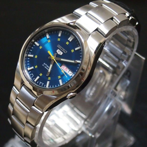 SNK615K1 SEIKO 5 Stainless Steel Band Automatic Men's Blue Watch NIB ...