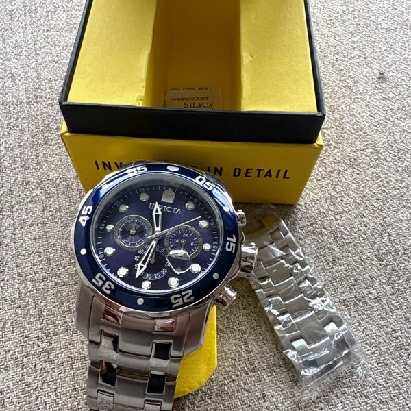 Invicta Pro Diver 200M Menâ s Chronograph Watch Blue Dial + Box ...